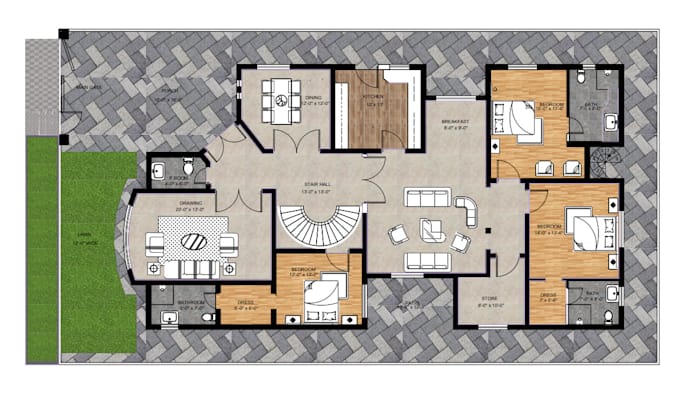 Render 2d plans using autocad and adobe photoshop by Momin_archi | Fiverr