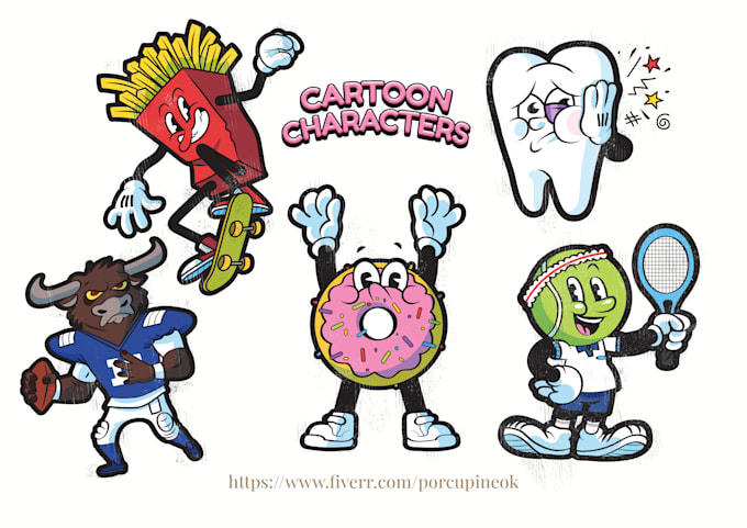 Create funny cartoon characters or mascots by Porcupineok | Fiverr