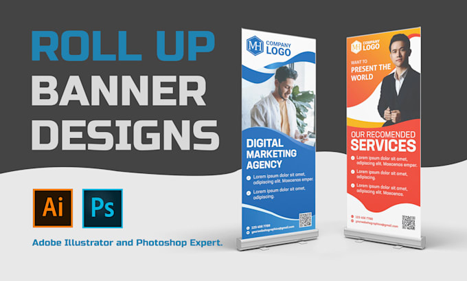 Help you to design an amazing roll up banner, pop up or retractable ...