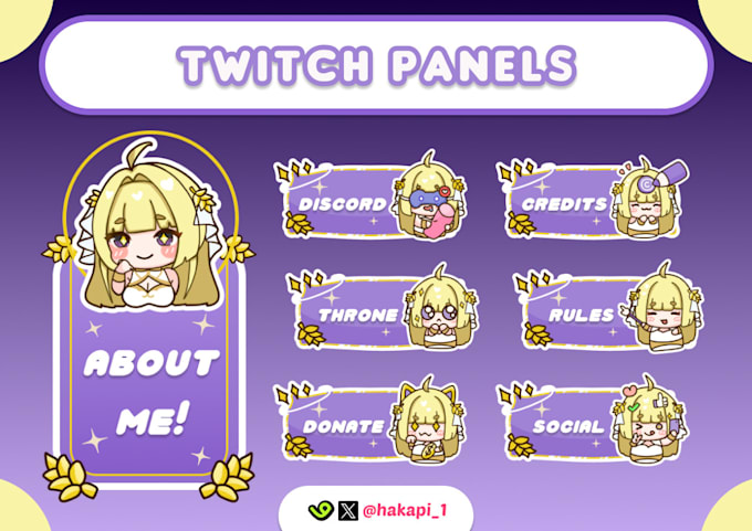 Customize your 7 twitch panels for vtuber by Tofuubear | Fiverr
