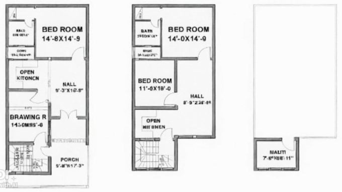 Draft autocad 2d architectural house or floor plan drawing by Zargham ...