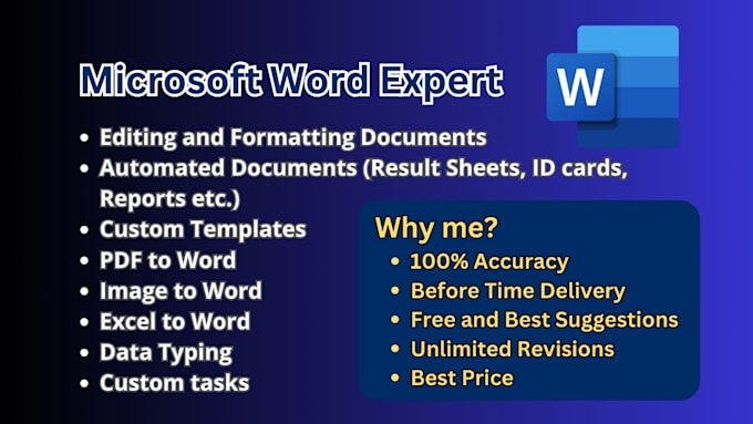 Create, edit, and format microsoft word documents being a ms word ...