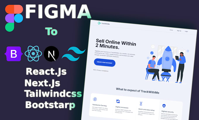 Create professional figma to reactjs nextjs conversion by Wpdeliver ...