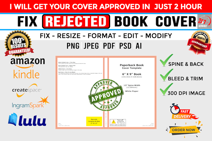 Fix all rejection issues for amazon kdp book cover and kindle book ...