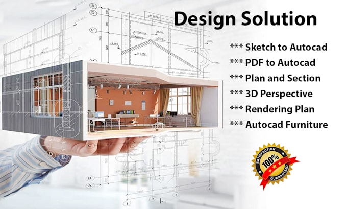 Fix autocad plan, hand sketches to autocad, 3d with rendering by ...