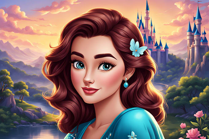 Draw you a beautiful portrait in disney cartoon style by Kenadvters ...
