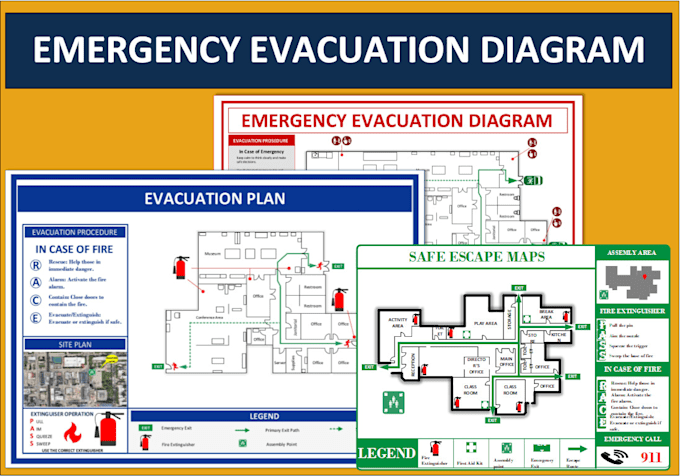 Design emergency exit plans, fire evacuation diagrams by ...