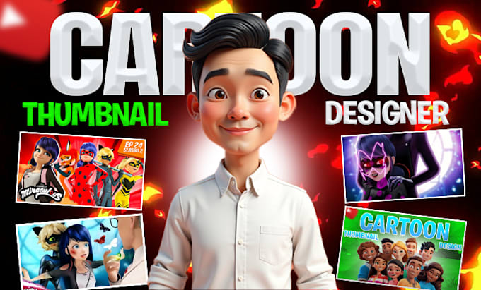 Draw cartoon thumbnail any style any game roblox minecraft etc by ...