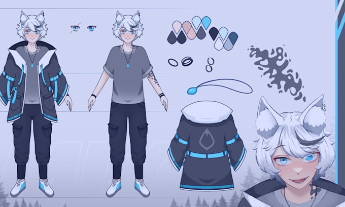 Design 2d vtuber model rig vtuber character live2d vtuber model vrchat ...