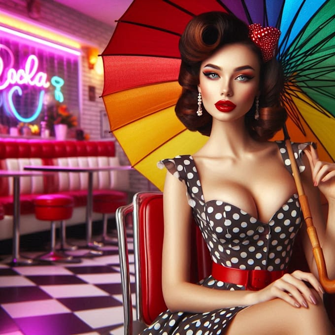 Create a pin up girl and pin up girl illustration by Sorphas | Fiverr