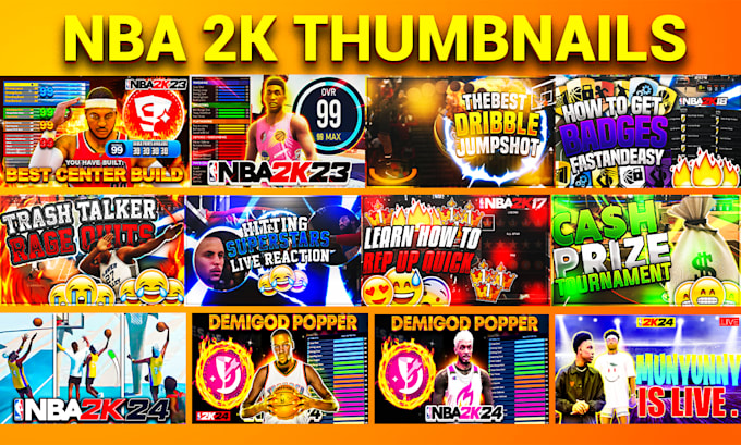Create eye catching nba 2k25 thumbnail and 2k thumbnails, nba logo by ...