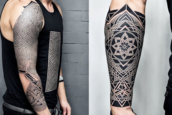 Create sleeve tattoo design in geometric style by Ladarrhoun | Fiverr