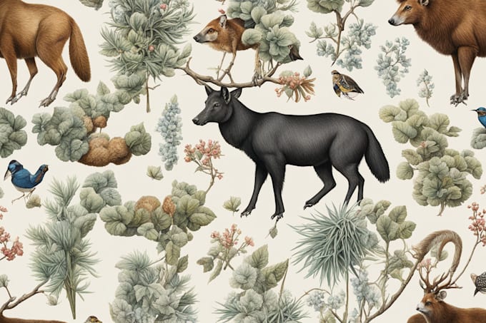 Draw an animal and botanical illustration by Keosdge | Fiverr