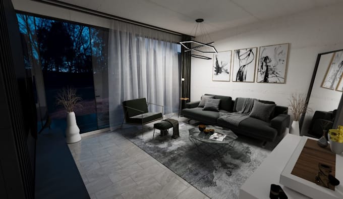 Be your interior 3d modeler, house interior with furniture, blender ...