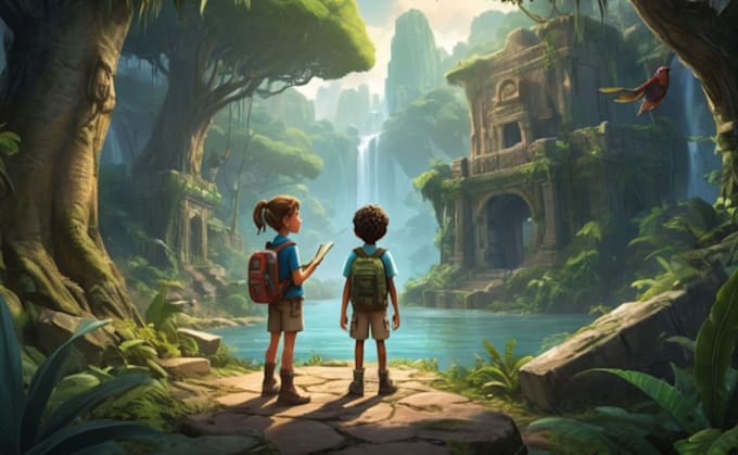 Design watercolor realistic 3d children storybook illustration kid ...