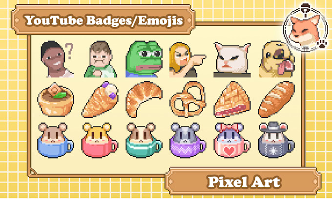 Design youtube badges and emojis in cute pixel style by Koyliang | Fiverr