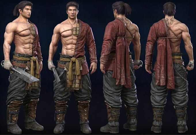 Model realistic 3d character for ue5, texture, rig for game,3d armor ...