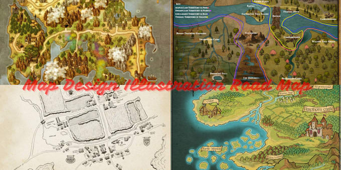 Illustrate fantasy map building line art location map illustration dnd ...