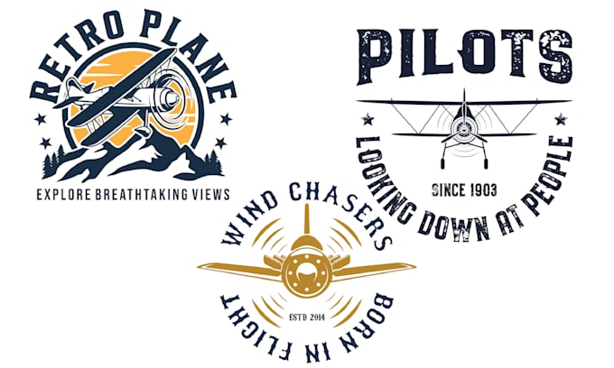 Create vintage retro airplane flight aviation logo by Lachluk | Fiverr
