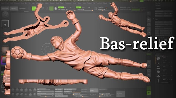 Be your 3d sculptress,scuplt base relief,fix 3d printable model,texture ...