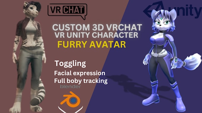 Custom 3d vrchat, vr character unity, vrchat avatar, vroid model, furry nsfw rig by Benjamin_890 ...