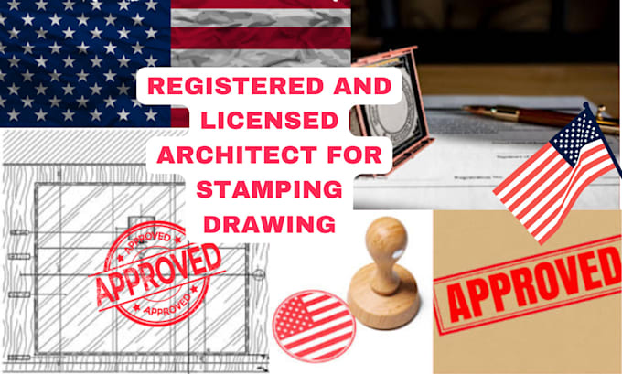 Stamp, sign architectural drawing, engineering drawing city permit usa ...