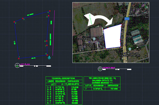 Create a lot plan or a vicinity map based on a tct or technical ...