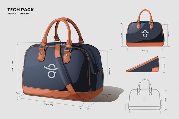 Create custom handbag, duffle, tote bag designs and tech packs for your ...