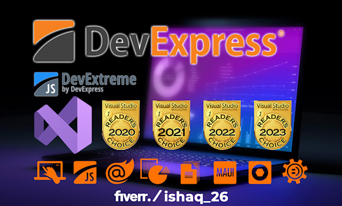 Develop an app with devexpress ui, devextreme ui, report, dashboard ...