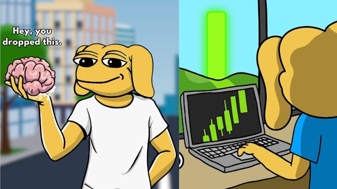 Do meme coin art, crypto meme art illustration memecoin art, 2d meme ...