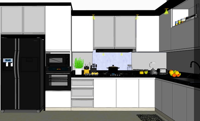 Do functional and accessible kitchen 3d designs in sketchup by Archiehaus | Fiverr