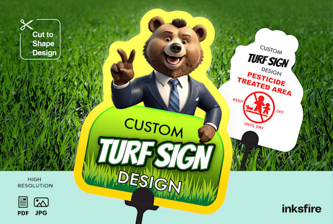 Do custom shaped turf sign for lawncare, pest control business by ...