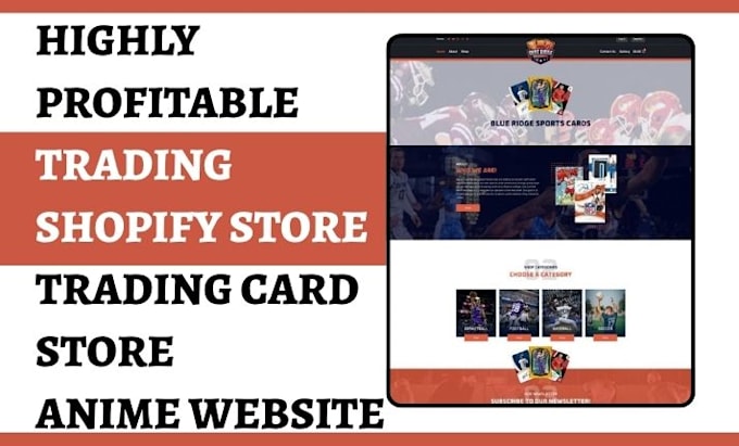 Design trading shopify store trading card store gift card anime website ...