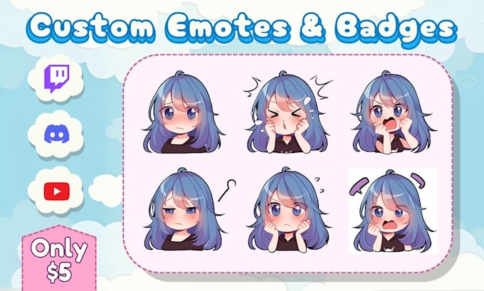 Draw cute chibi emotes, sub badges for vtuber, twitch, stream by ...