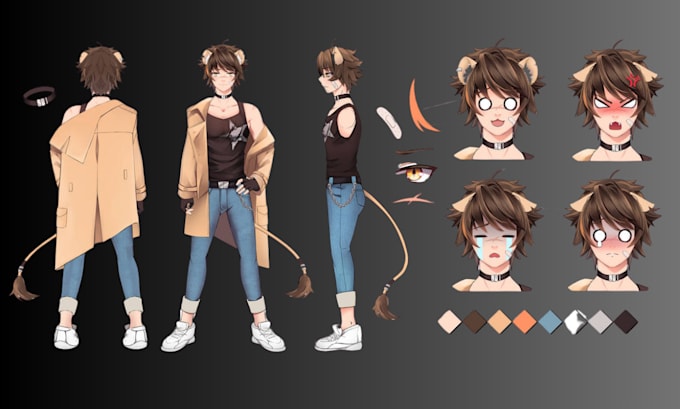 Draw vtuber reference sheet character sheet anime reference sheet oc sfco