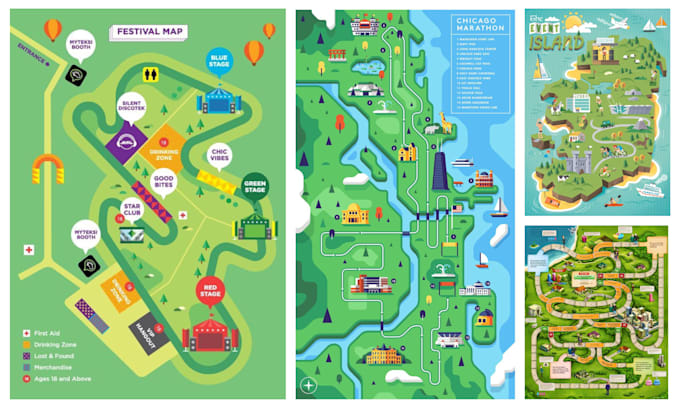 Design custom 2d fantasy game map, real estate property, vector map ...