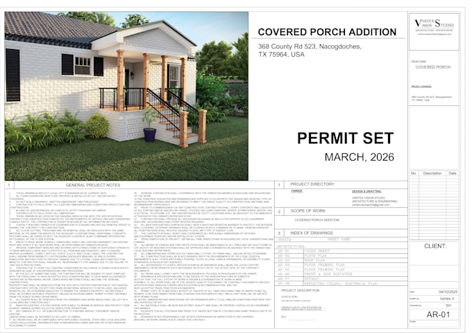 Do city permit drawings for adu, deck, garage, porch and sunroom in ...
