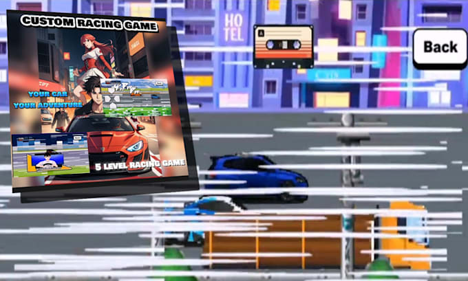 Create a custom side scrolling racing game with you and your car as the ...