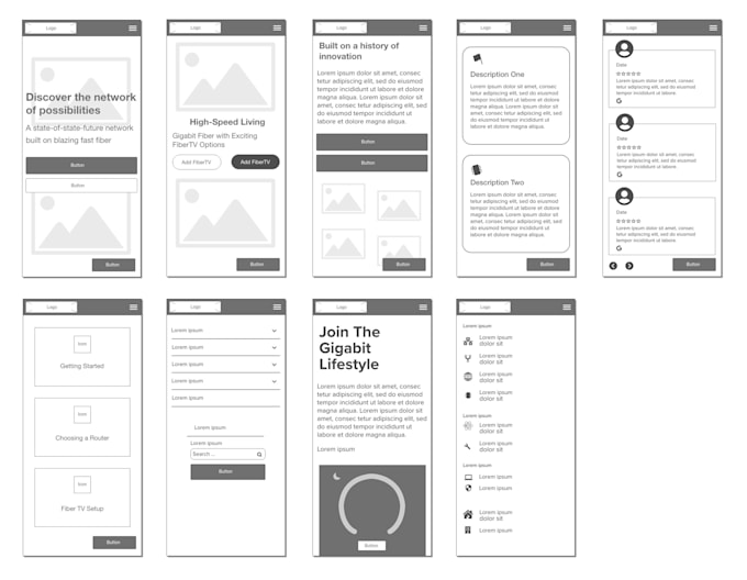 Design your wireframes with prototype by Colinadesigns | Fiverr