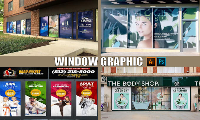 Create eye catching shop front or storefront window graphics, window ...