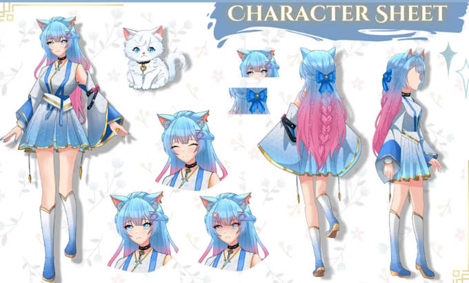 Design anime character sheet reference for your live2d vtuber model ...