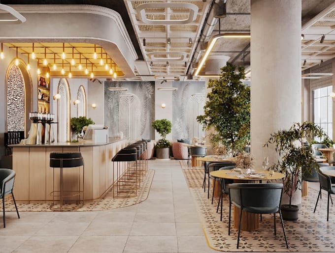 Construct modern luxury interior design of restaurant,lumion render ...