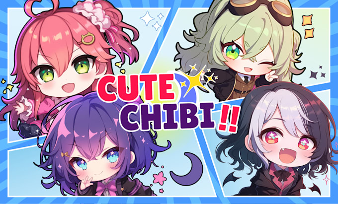 Draw cute anime chibi art character design for pfp, sticker, and sheets ...