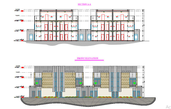 Make professional section and elevation dwg for your architectural ...