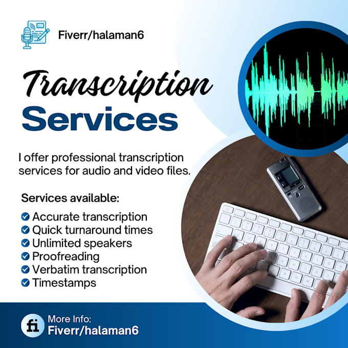 Provide fast and accurate transcription services by Halaman6 | Fiverr