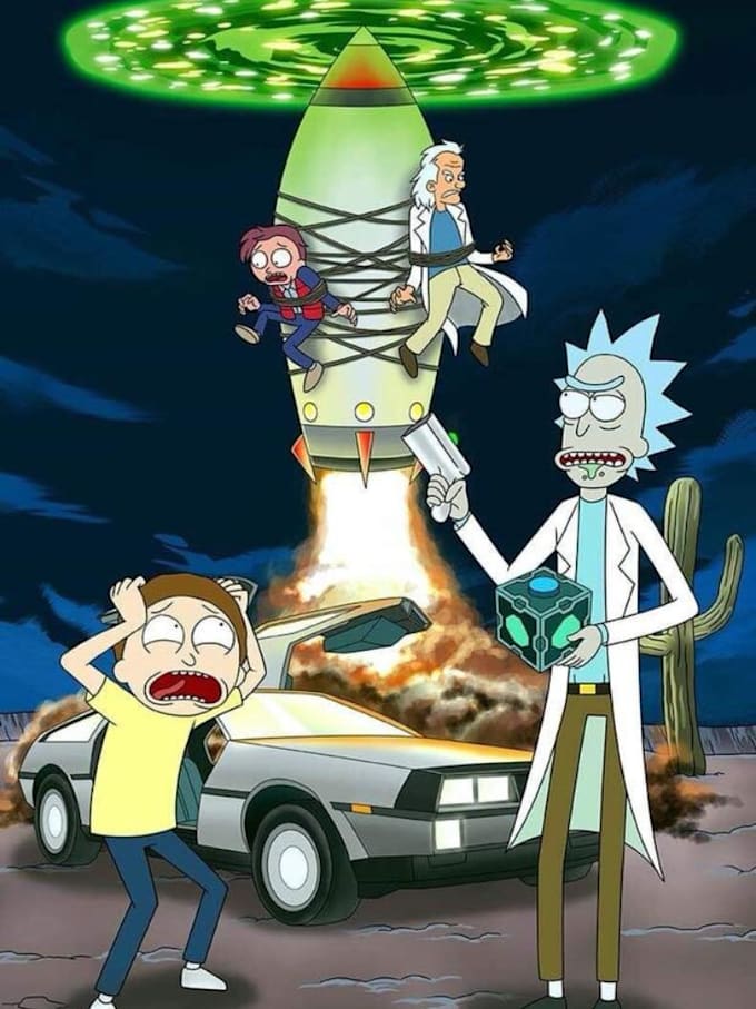 Illustrate ricky and morty character, the simpsons, south park family ...