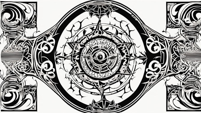 Design a symmetrical cyber sigilism, agrogoth, tribal, neotribal tattoo ...