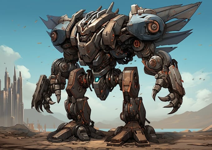 Draw unique mecha robot by Latresnolds | Fiverr