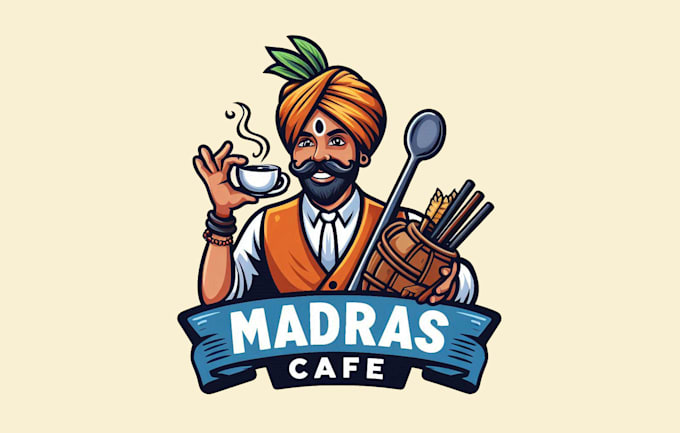 Create beautiful madras cafe, restaurant, food mascot logo only 12 ...
