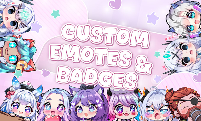 Draw custom cute chibi twitch emotes for your oc, vtuber, discord and ...